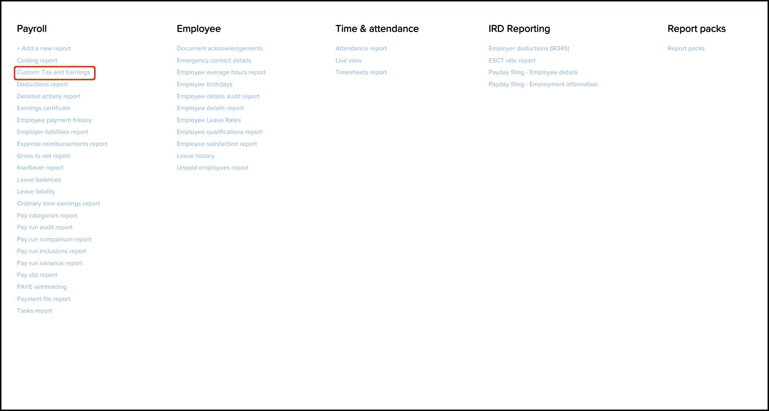 Create and download a custom report – Your Payroll (NZ)