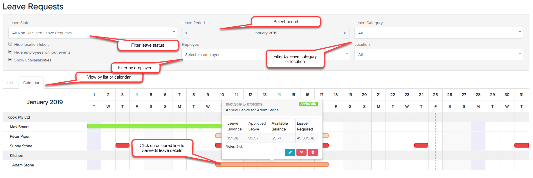 Employee Leave Calendar – Your Payroll (NZ)