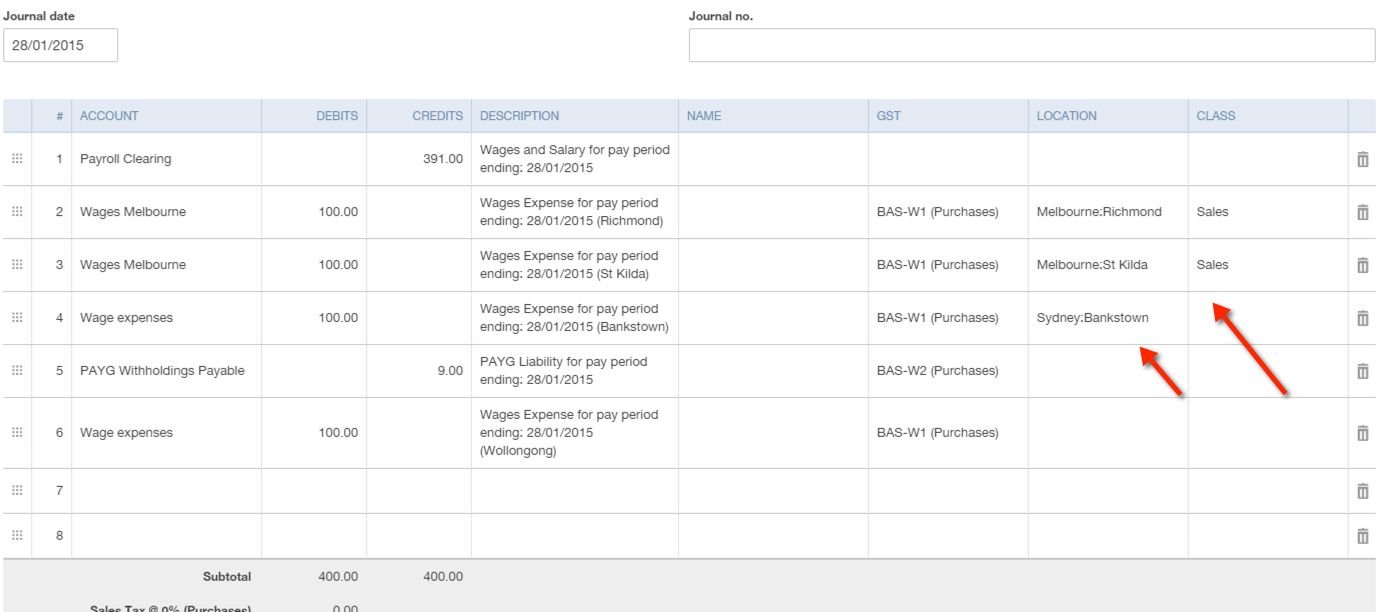 Exporting Payroll Journals using Locations and Classes – Your Payroll (AU)
