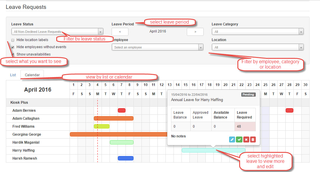 Employee Leave Calendar – Your Payroll (AU)