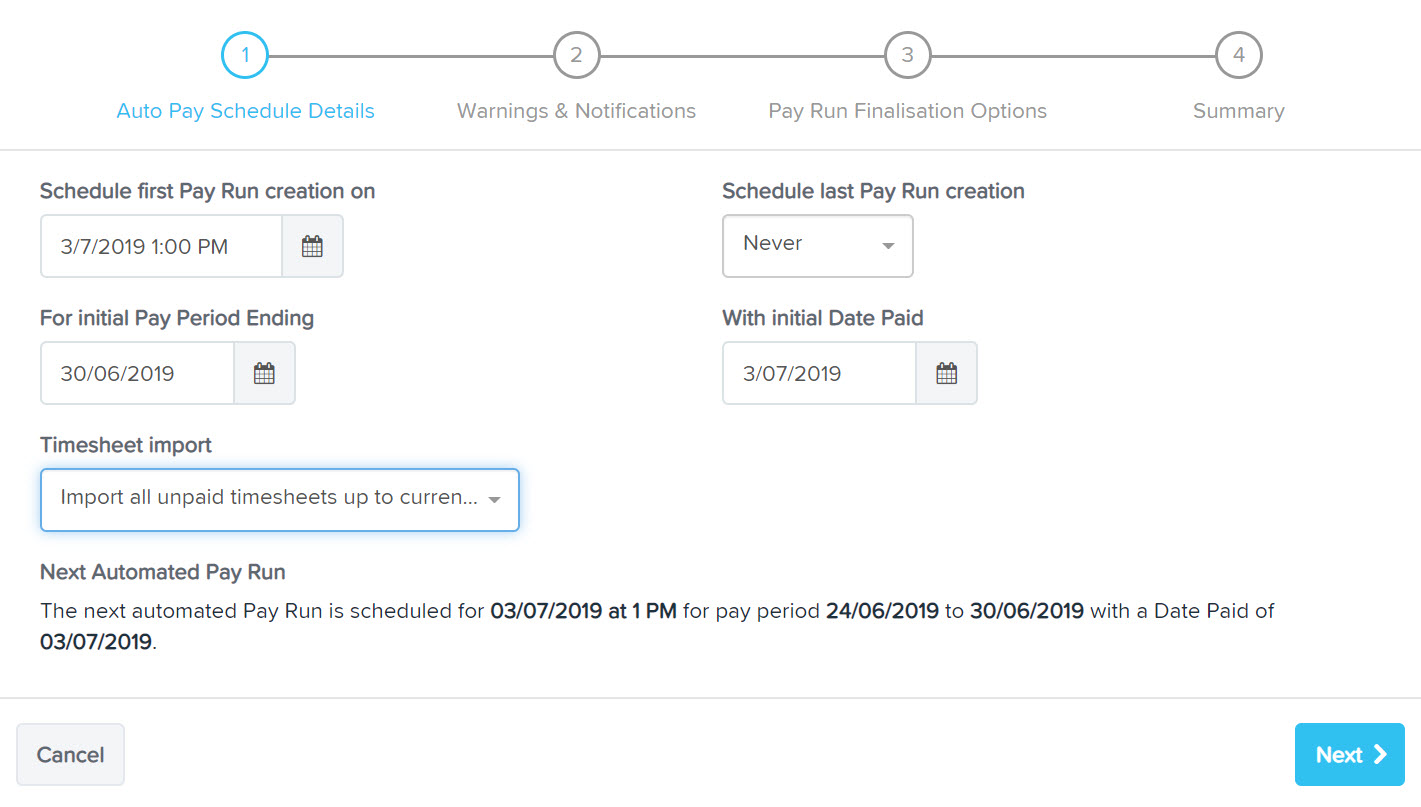 Pay Schedules - Configuring Automated Pay Runs – Your Payroll (AU)