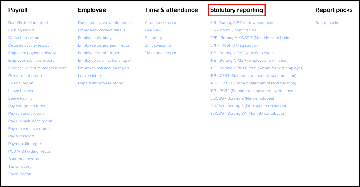 SOCSO & EIS - Monthly contribution Report: Payroll – Your Payroll (MY)