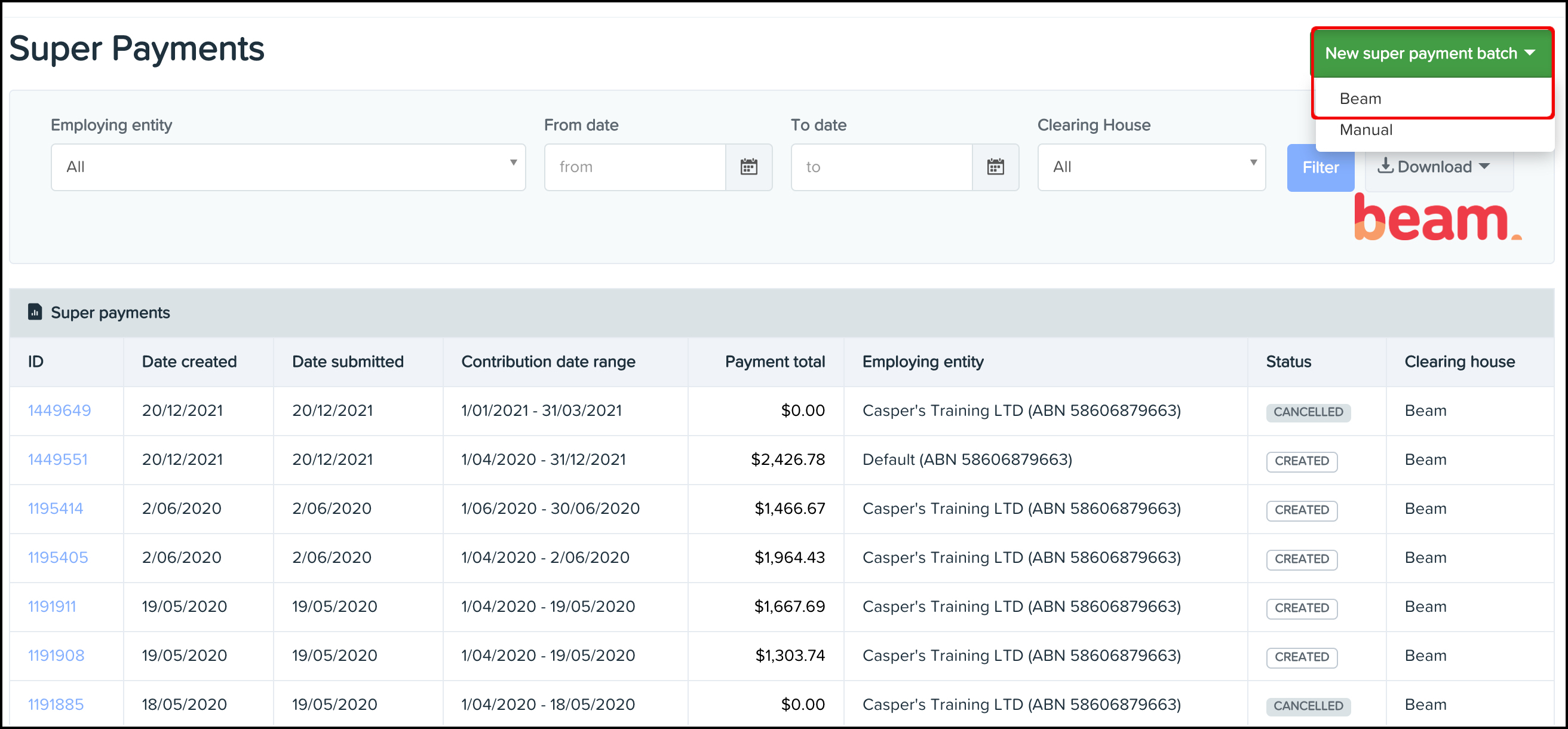 How to create a super batch – Your Payroll (AU)