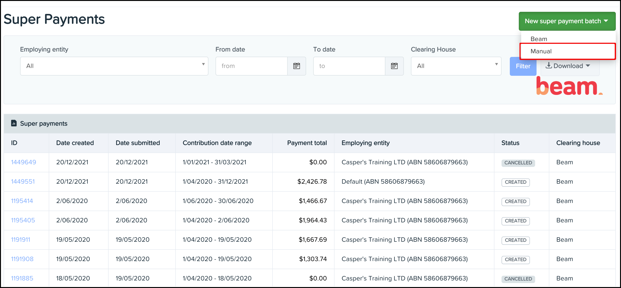 How to create a super batch – Your Payroll (AU)