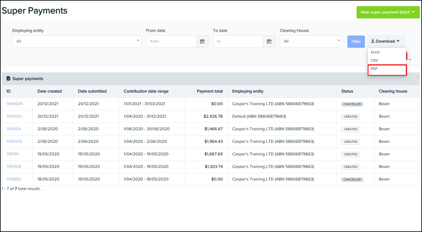 How to create a super batch – Your Payroll (AU)