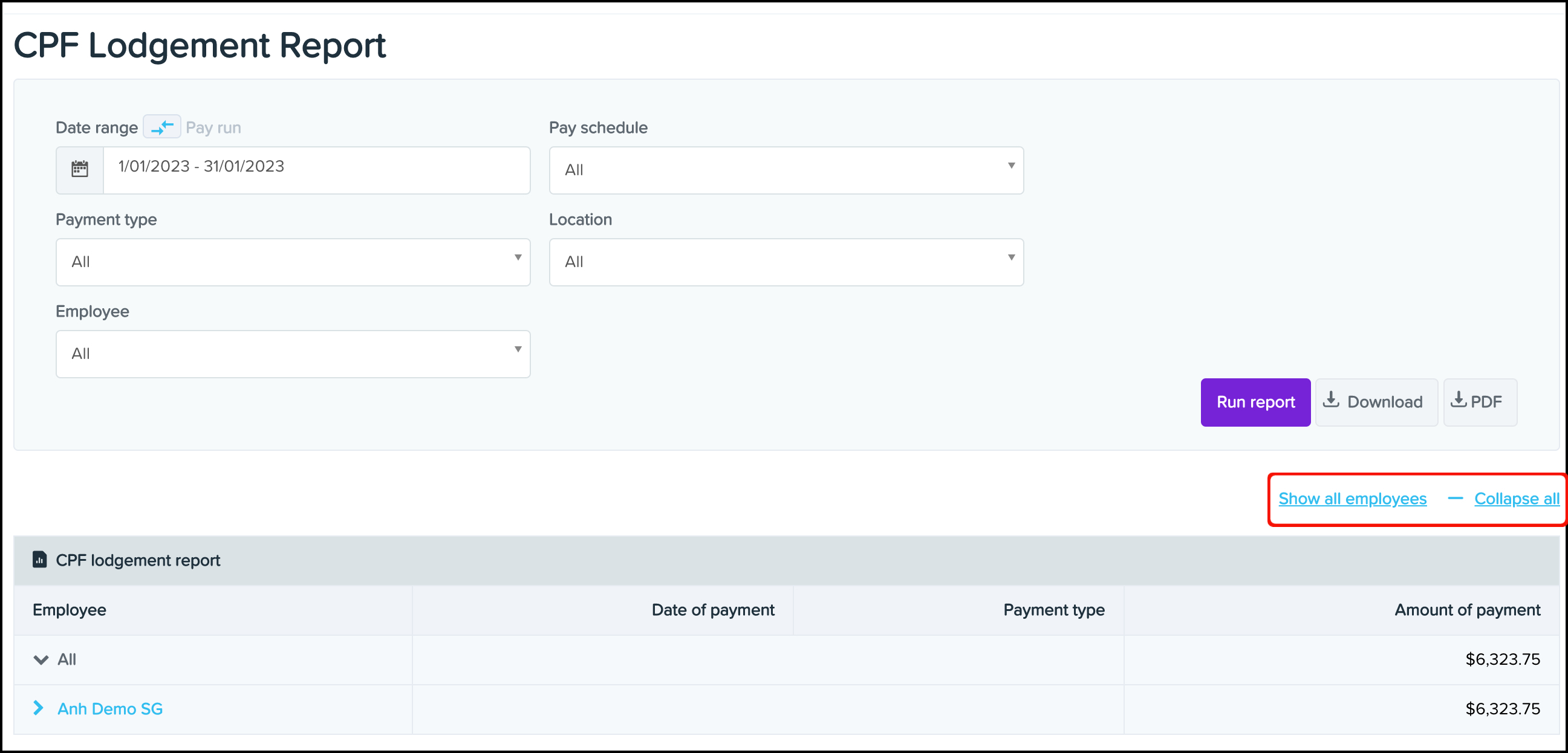 CPF Lodgement Report – Your Payroll (SG)