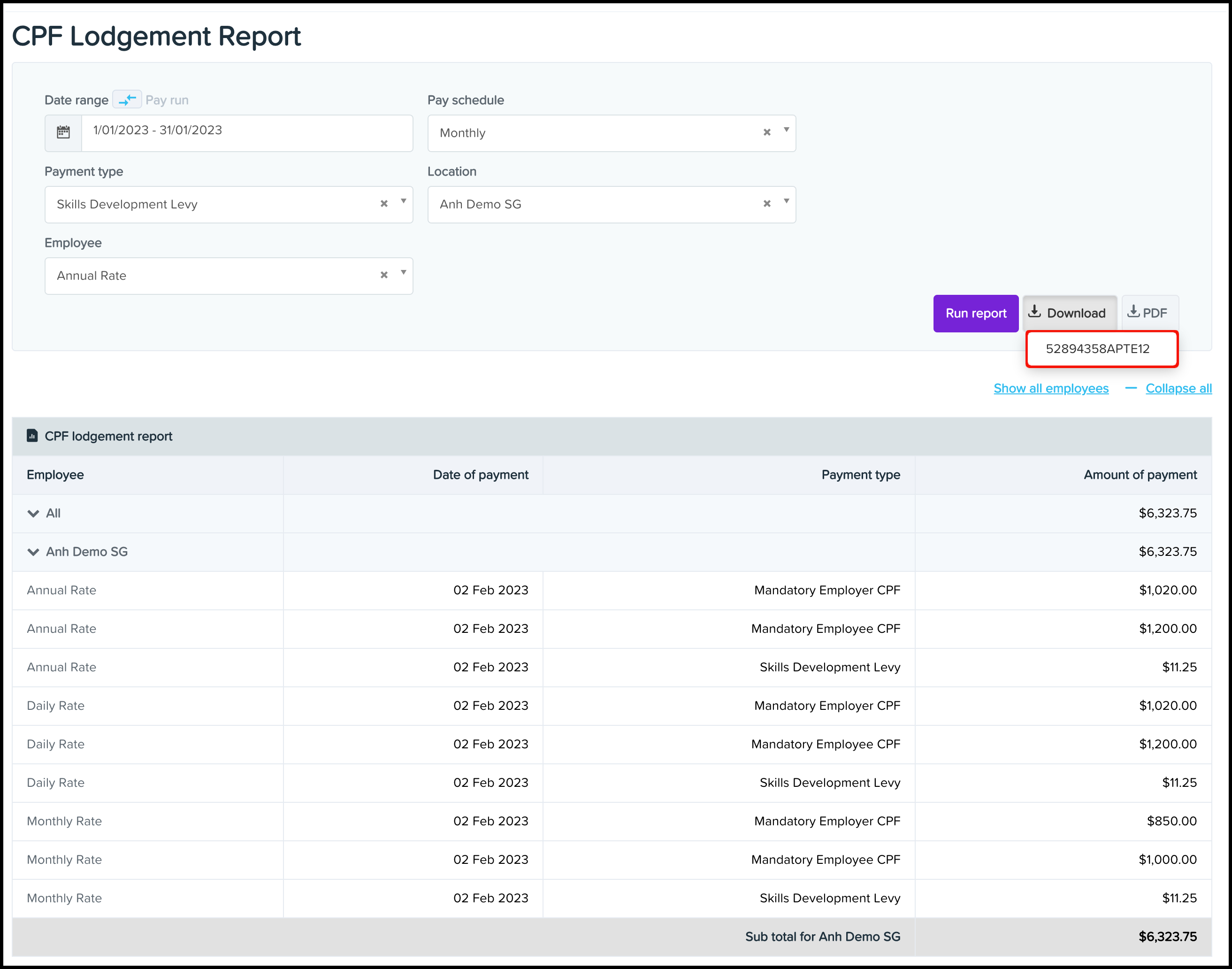 CPF Lodgement Report – Your Payroll (SG)
