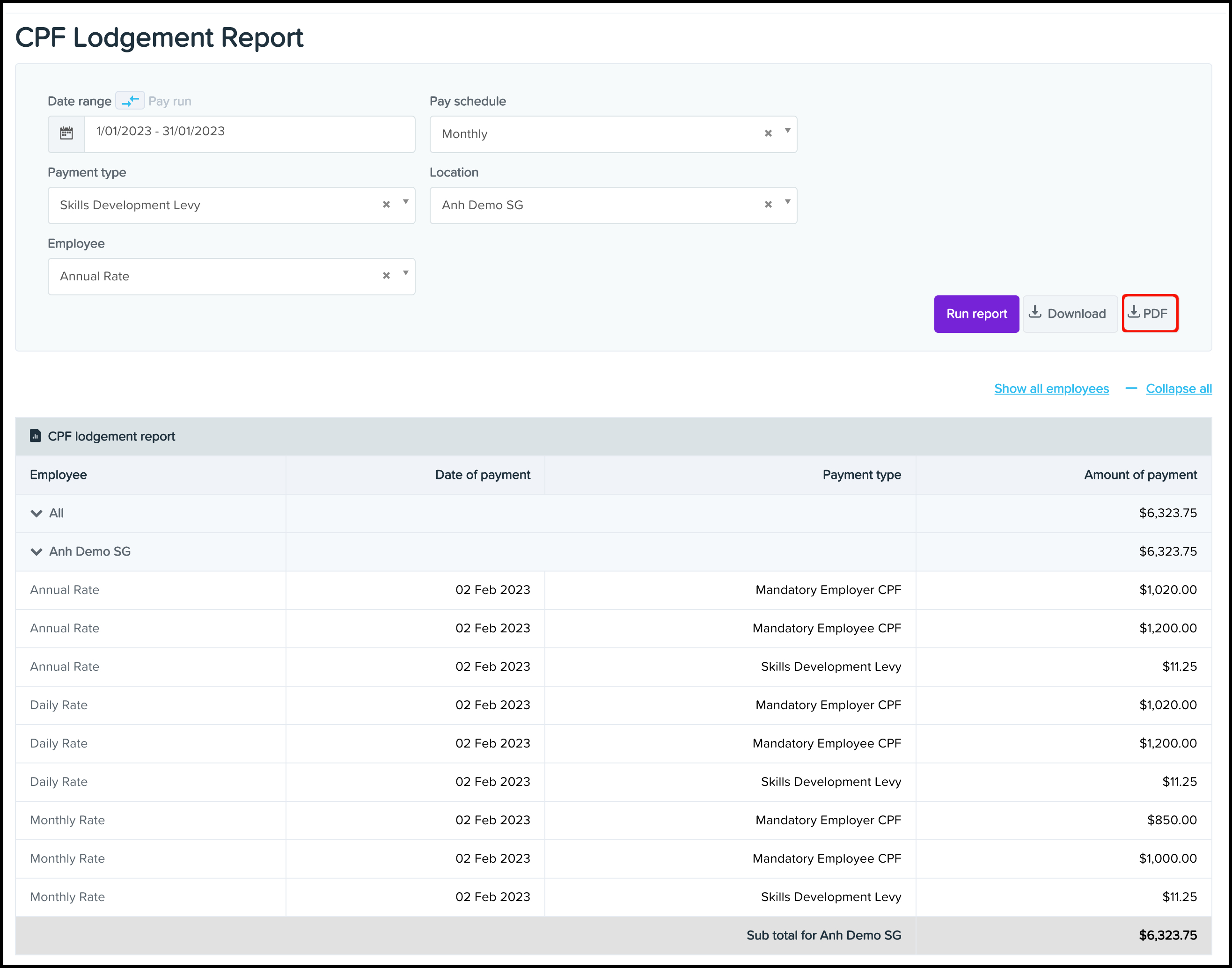 CPF Lodgement Report – Your Payroll (SG)