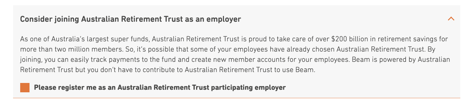 Superannuation Settings Page – Your Payroll (AU)