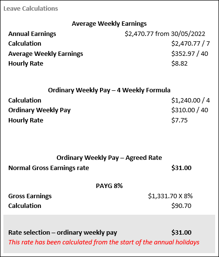 How annual holidays is calculated in a pay run using OWP/AWE – Your ...
