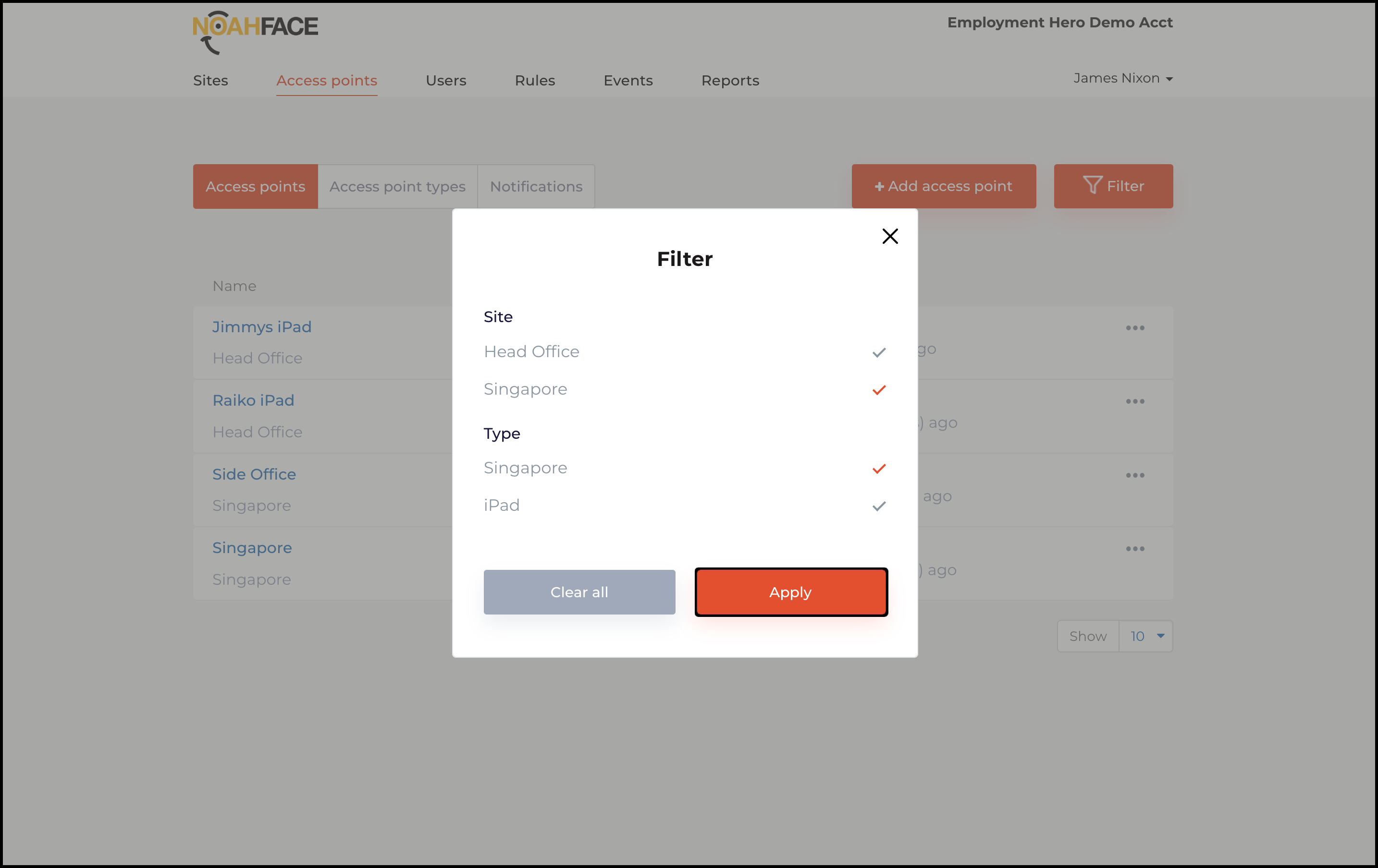 Setup and manage access points | Noah Face Web Platform – Your Payroll (MY)