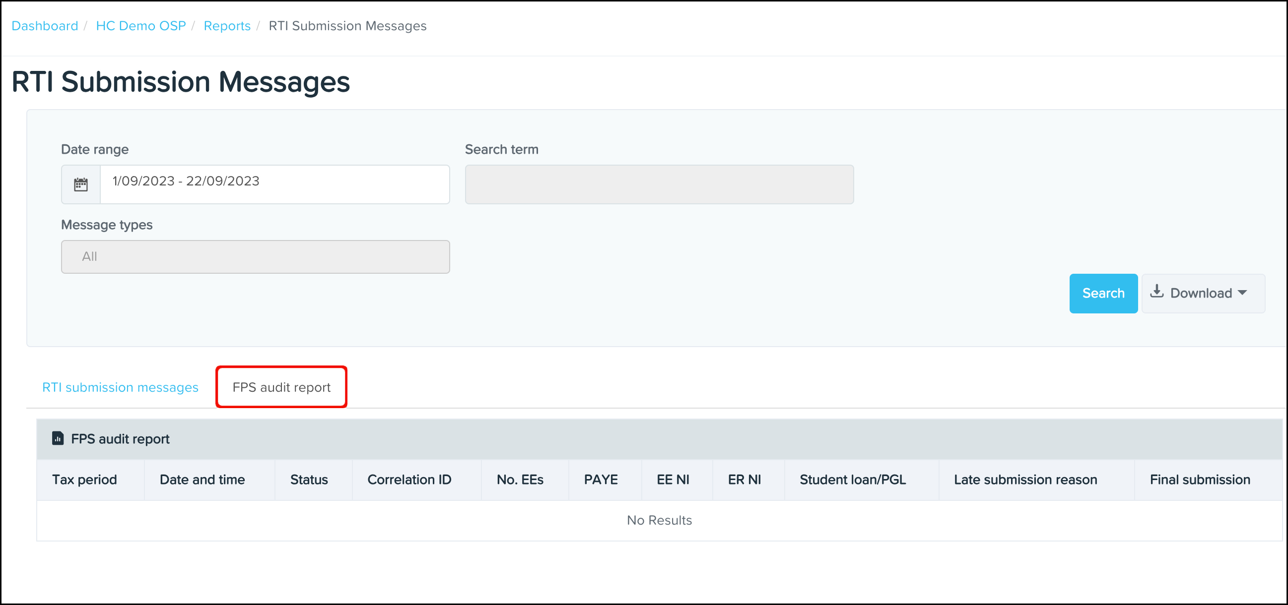 RTI Submission Messages and FPS Audit Report – Your Payroll (UK)