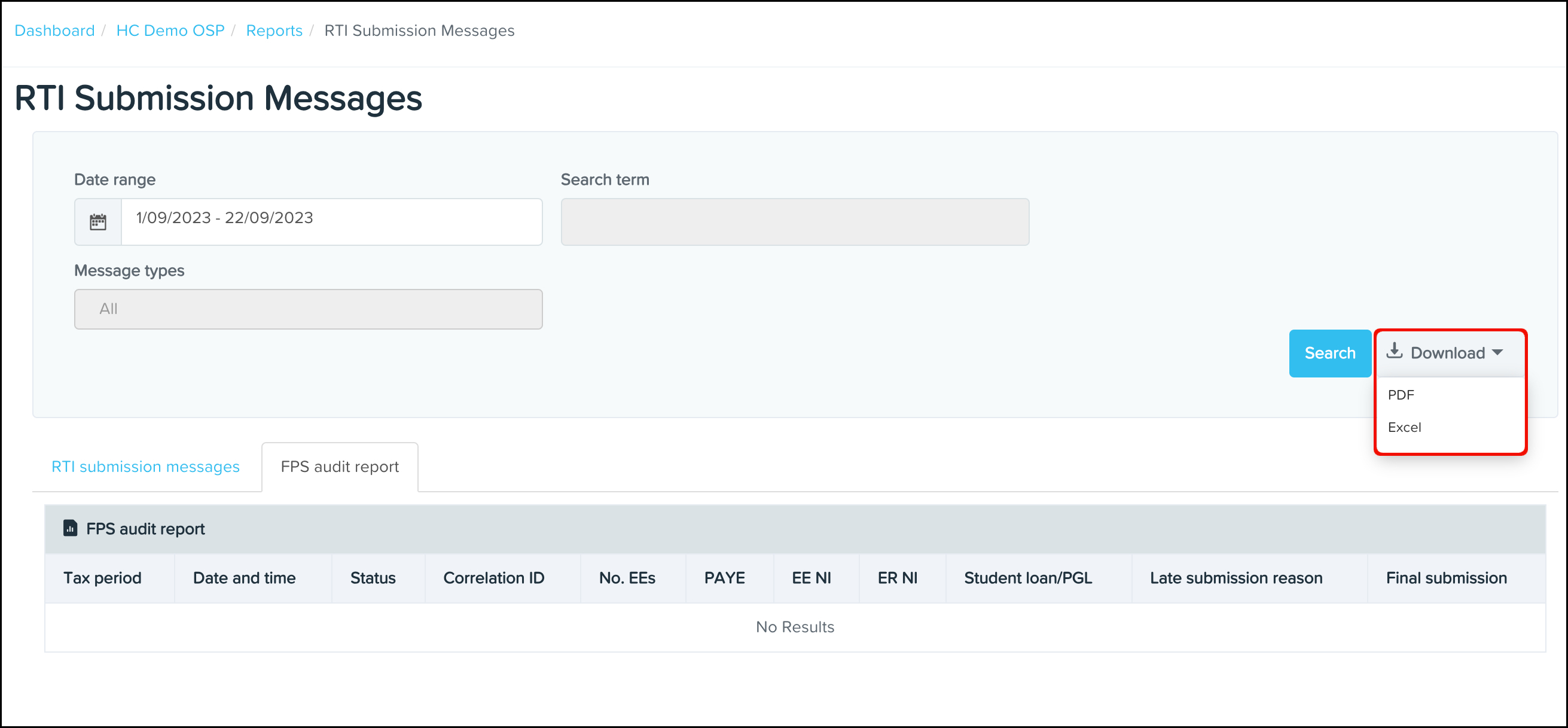 RTI Submission Messages and FPS Audit Report – Your Payroll (UK)