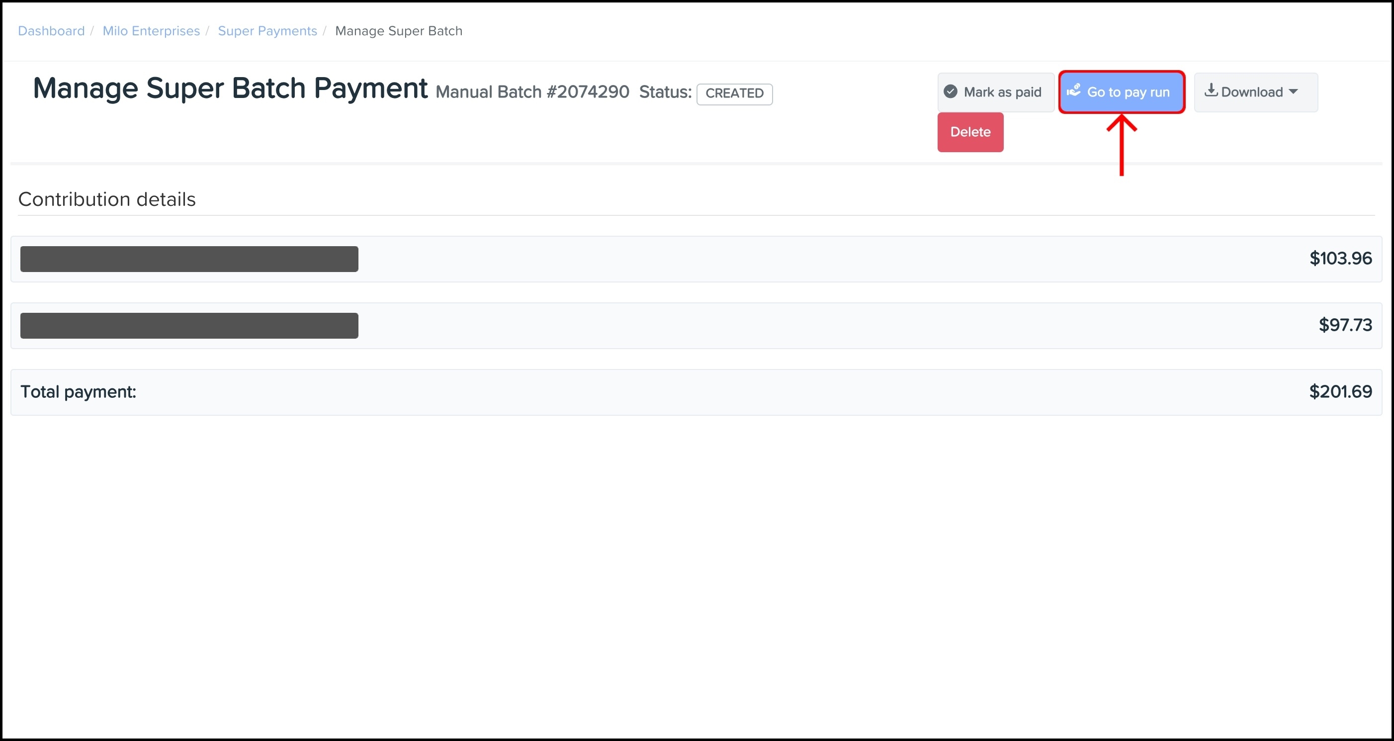 Integrate super payments within a pay run – Your Payroll (AU)